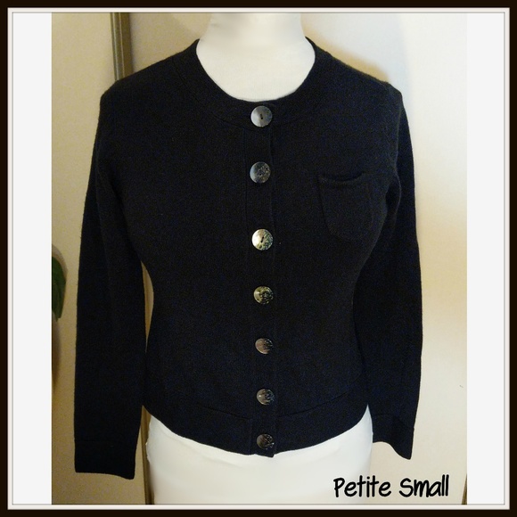 Covington | Sweaters | Black Knit Cardigan Wbig Shiny Buttons Sp | Poshmark